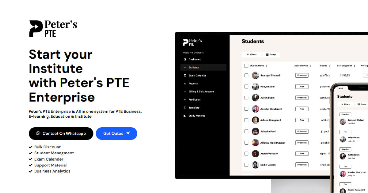 PTE Business & E-learning Enterprise Solution - Peter's PTE